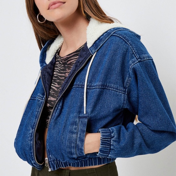 PacSun | Jackets & Coats | Pacsun Denim Hooded Bomber Jacket | Poshmark